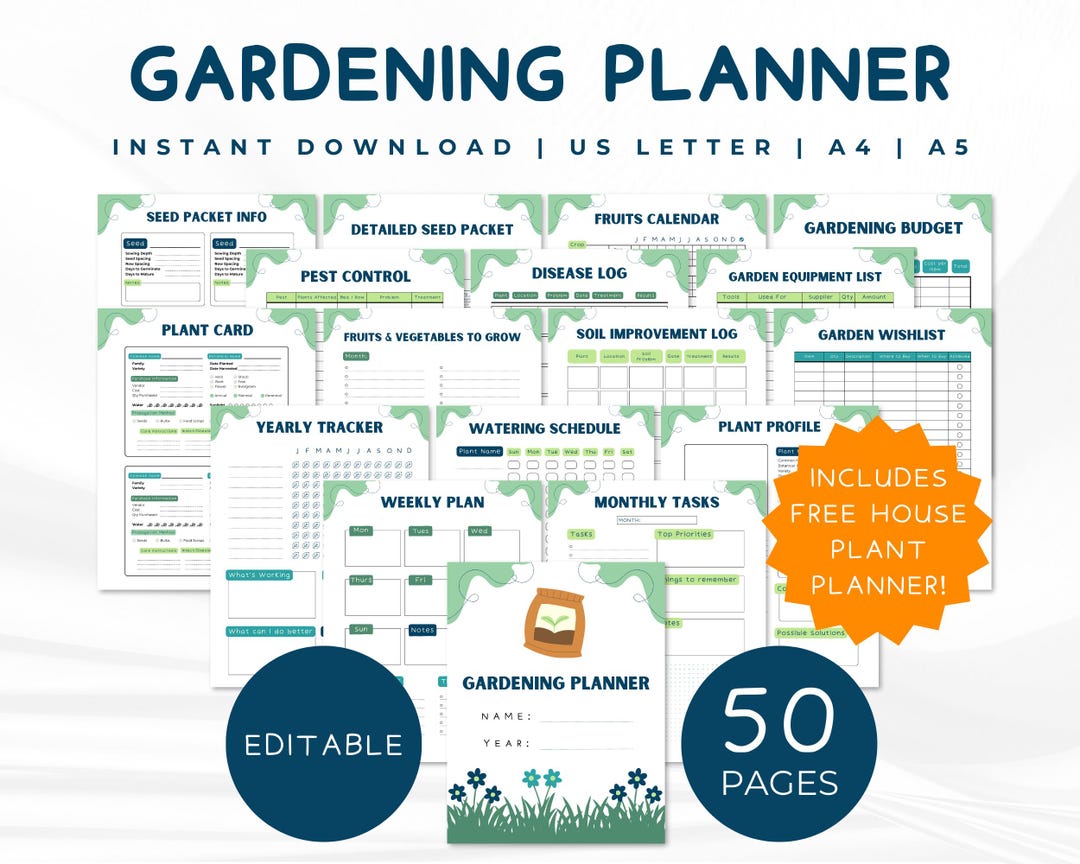 Gardening Planner Printable, Editable Gardening Journal, Gardening ...