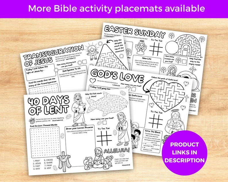 Jesus Heals a Man Born Blind Bible Activity Placemat, Christian Sunday ...