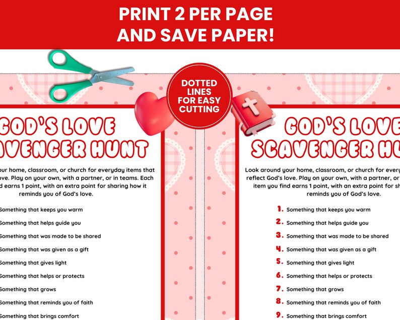 Gods Love Scavenger Hunt, Printable Valentine's Day Game for Sunday ...