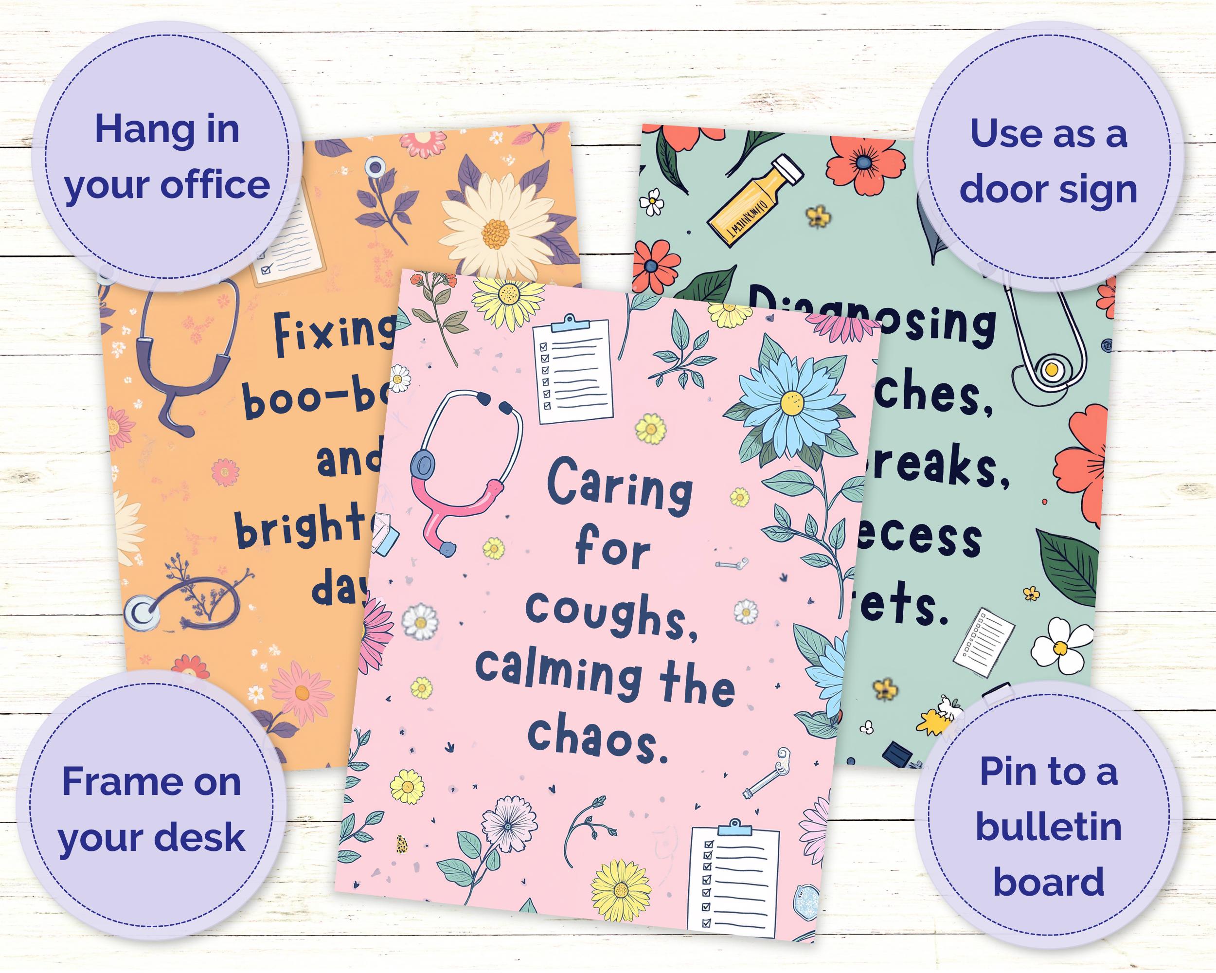 School Nurse Funny Quote Poster Bundle, School Nurse Printables, Kids ...