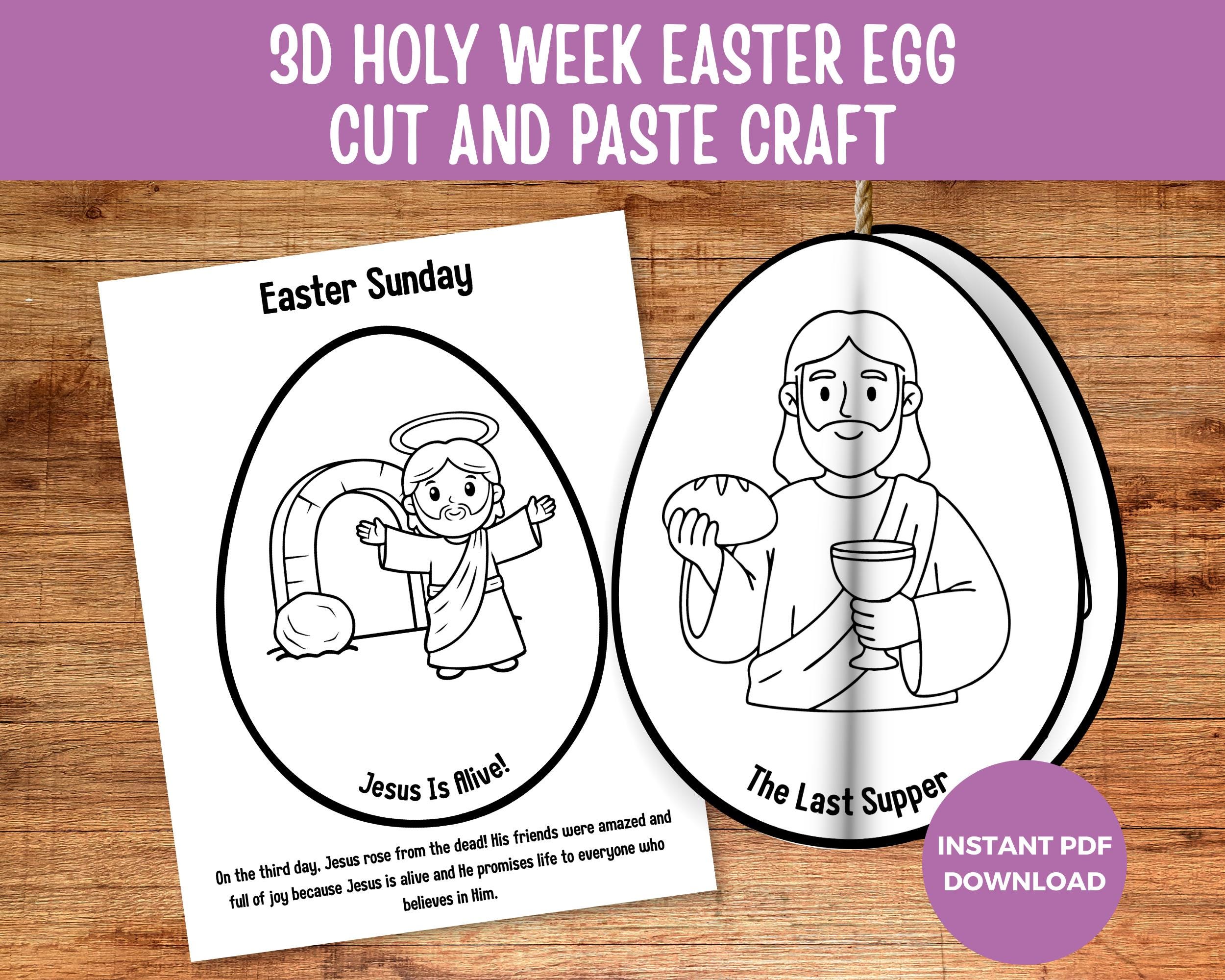 Holy Week 3D Easter Egg Craft, Easter Story Sunday School Craft, Cut ...