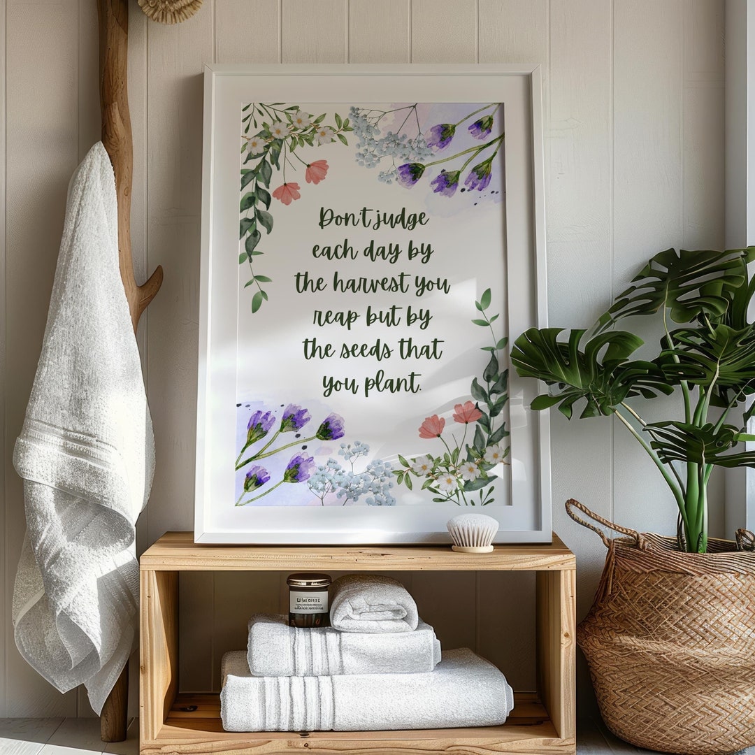 Floral Motivational Wall Art, Framed Inspirational Quote Print, Vibrant ...
