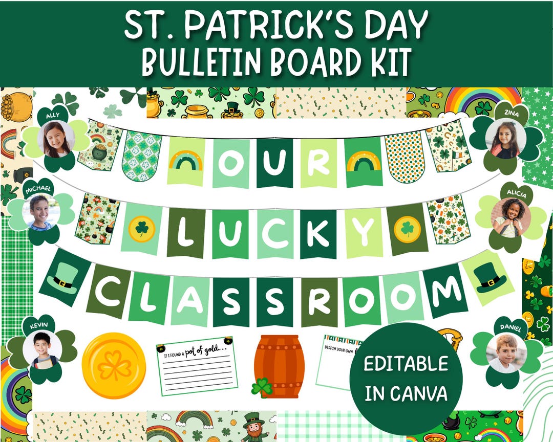 St. Patrick's Day Bulletin Board Kit, Printable St. Patrick's Classroom ...