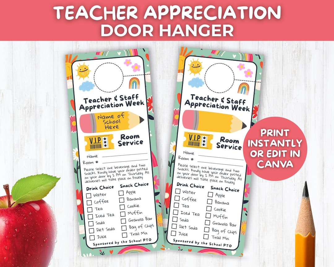 Teacher Appreciation Week Door Hangers, Editable Teacher Appreciation ...