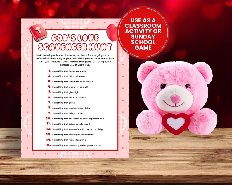 Gods Love Scavenger Hunt, Printable Valentine's Day Game for Sunday ...