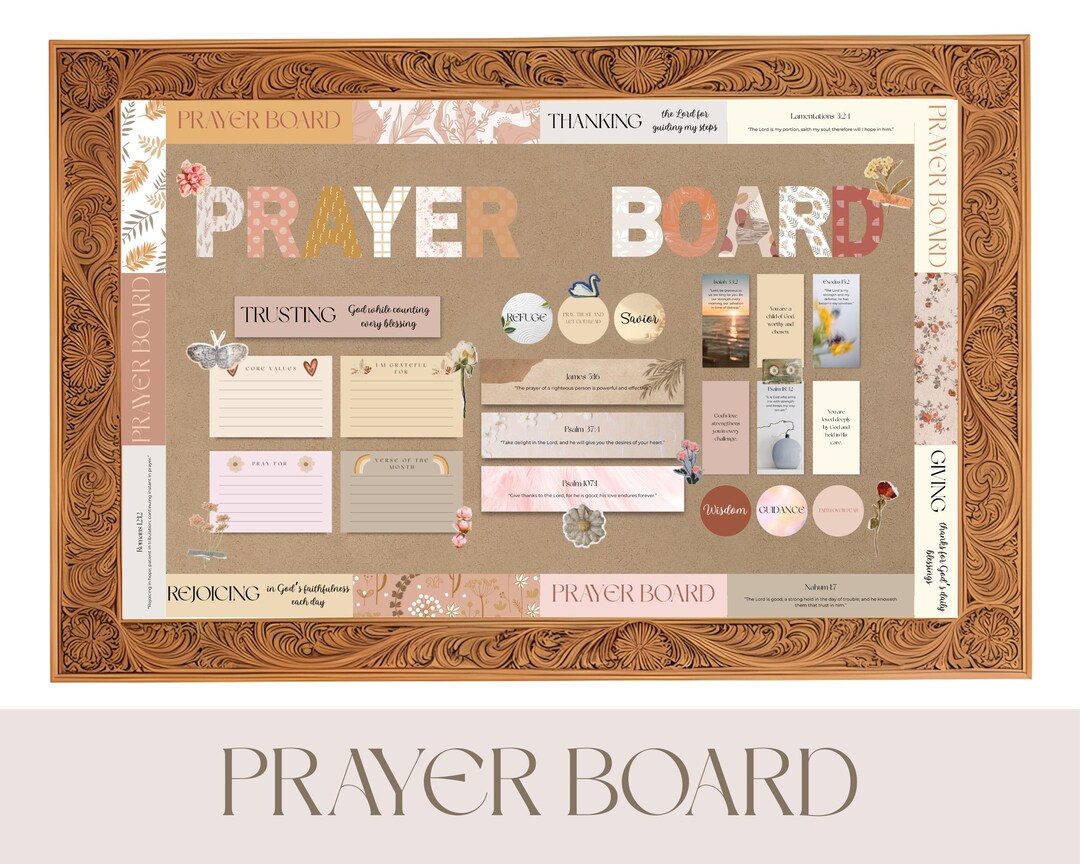 Printable Prayer Board Kit With Envelopes, Digital Bible Vision Board ...