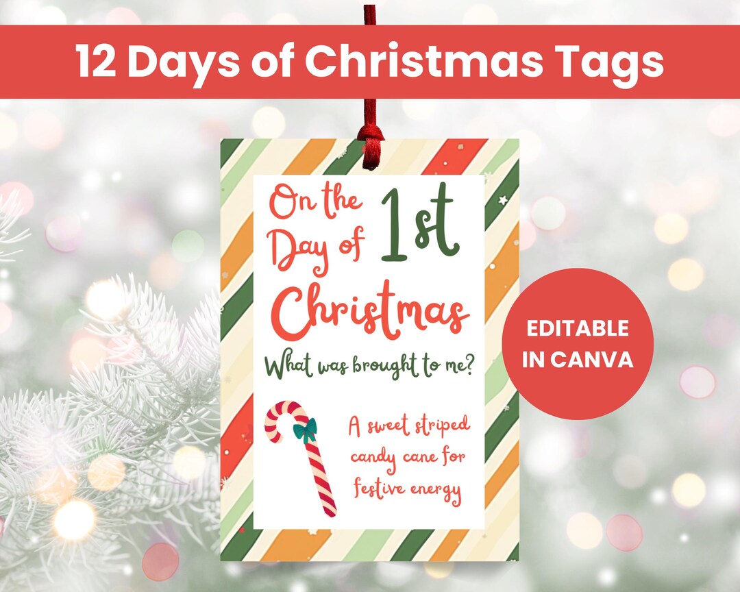 Editable 12 Days of Christmas Tags Printable, Teacher Staff Employee ...