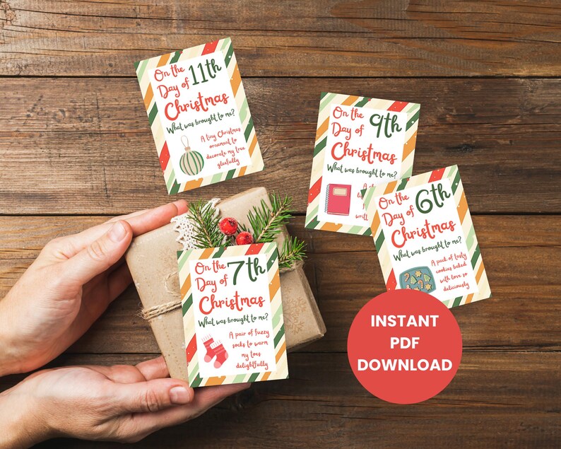 Editable 12 Days of Christmas Tags Printable, Teacher Staff Employee ...