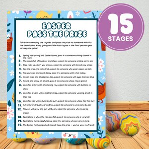 Easter Pass the Prize Game, Printable Easter Pass the Gift Game, Easter ...