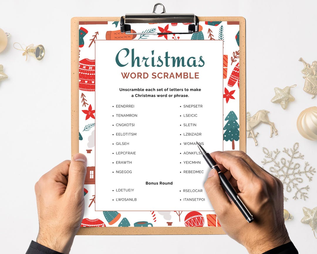 Christmas Word Scramble Game, Unscramble Printable Holiday Game, Puzzle ...