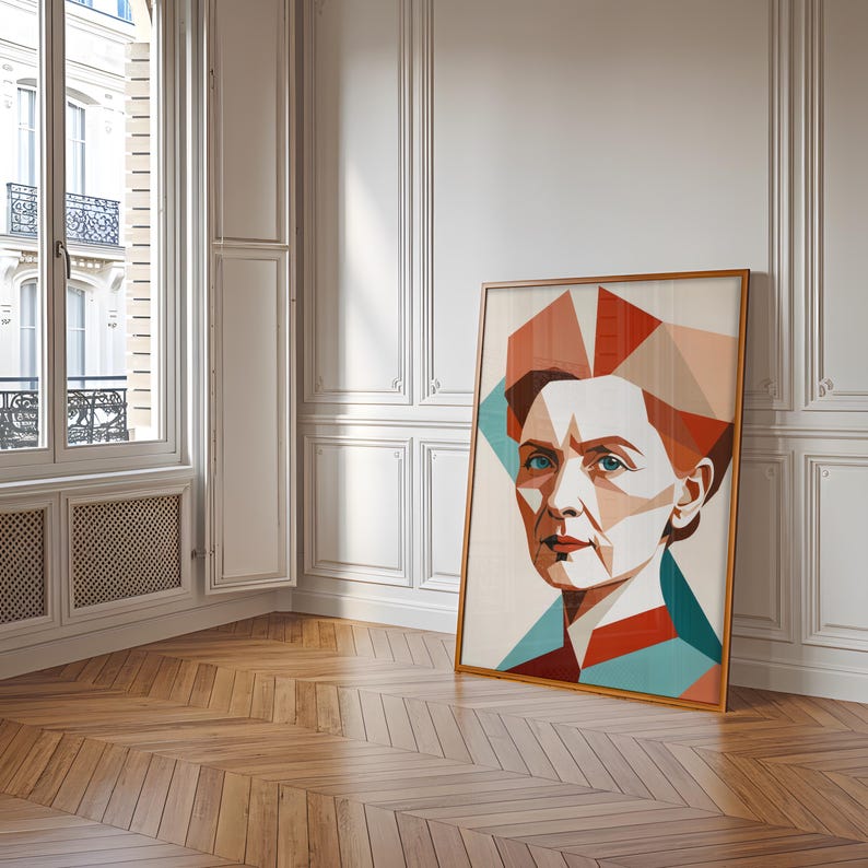 Marie Curie Women History Month Print, Geometric AI Empowered Women in ...