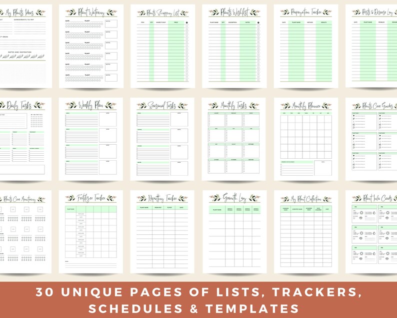 House Plants Planner: Plant Care Tracker and Cards, Plant Profile ...