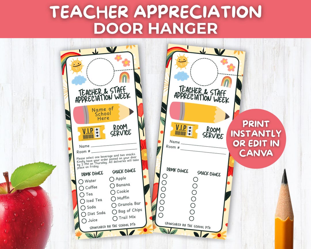 Teacher Appreciation Week Door Hangers, Editable Teacher Appreciation ...