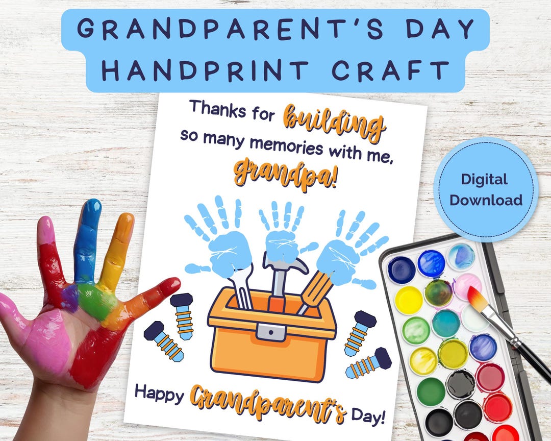 Grandparents Day Handprint Craft for Grandpa, Printable Grandpa ...