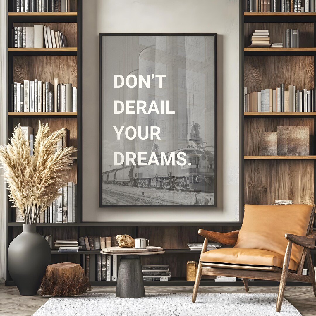 Train Motivational Wall Art, Framed Inspirational Quote Print, Black ...