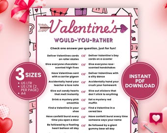 Would You Rather Valentine's Day Game, Printable Valentine This or That ...