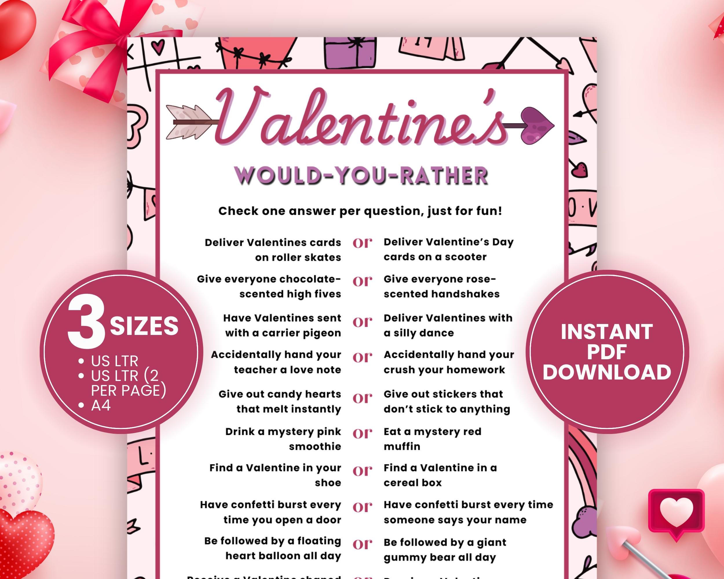 Valentines Day Would You Rather Game, Printable This or That Galentines ...