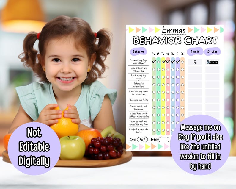 Kids Behavior Chart Printable, Home Behavior Chart, Kids Reward Chart ...