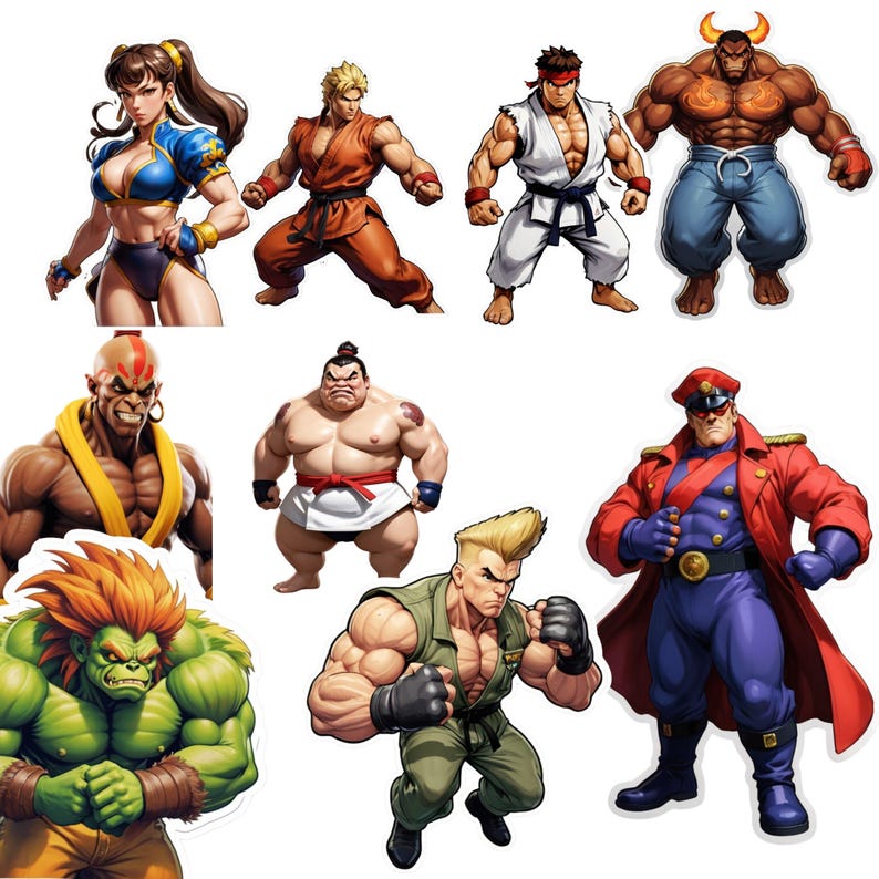 Street Fighter Game Stickers - Set of 108 - Chun-li Ken Ryu Dhalsim ...