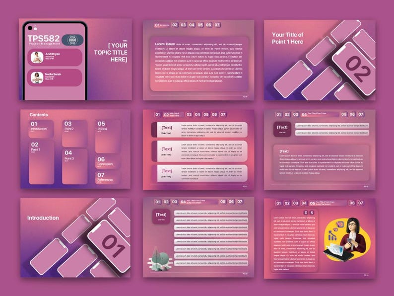 Minimal Modern Gradient Powerpoint Template, Editable With 3D Graphics ...