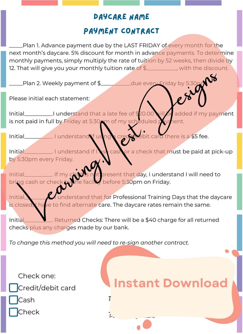 Method of Payment Contract - Etsy