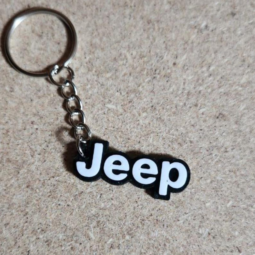 Jeep 3D Printed Keychain | Bold Logo Design | Custom Car Accessory Gift ...