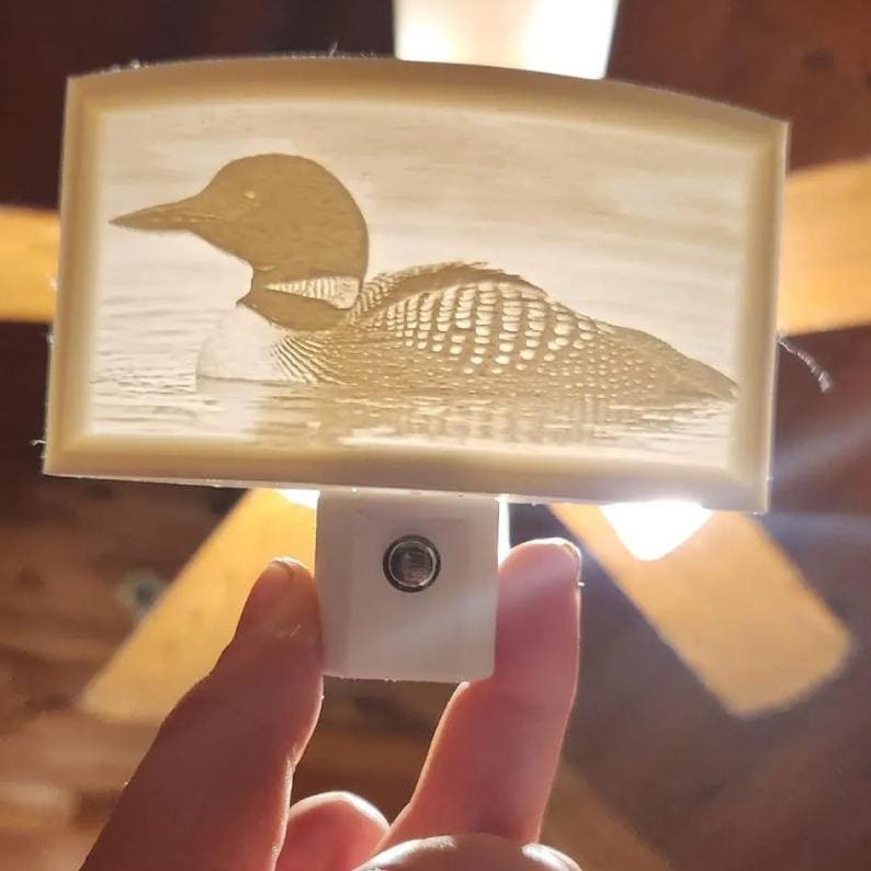 Loon Lithophane Nightlight | 3D Printed Maine Wildlife Decor | Lake ...