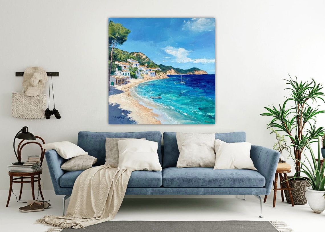 Ibiza Landscape, Mediterranean Seaside Landscape, White Village Oil ...