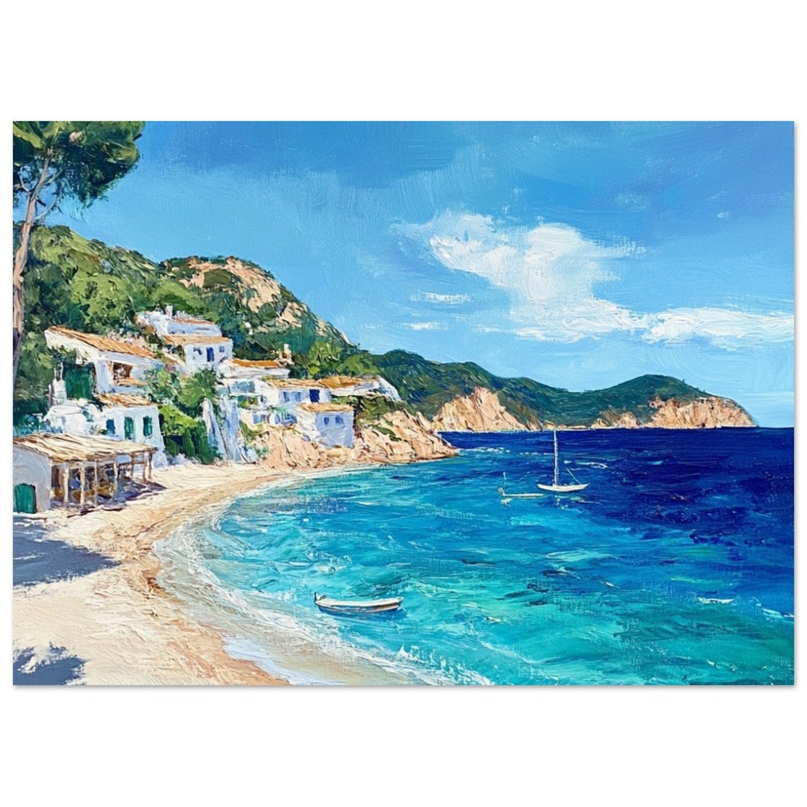 Ibiza Landscape, Mediterranean Seaside Landscape, White Village Oil ...