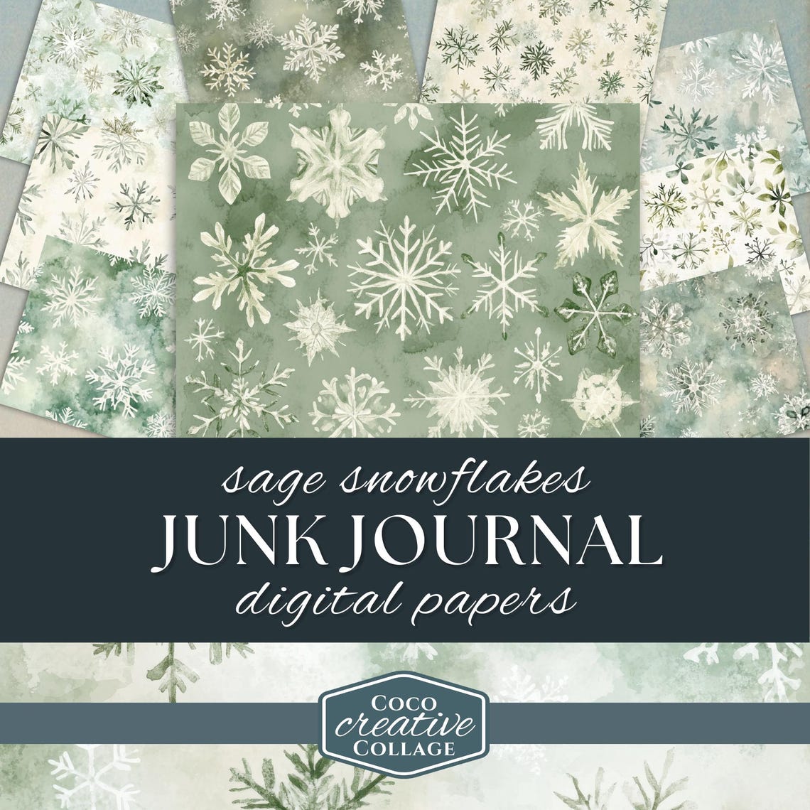 Winter Themed Snowflake Digital Paper Kit for Scrapbook and Creative ...