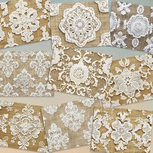 Burlap & Lace Digital Paper Kit, 10 Rustic Jute Wedding Junk Journal ...