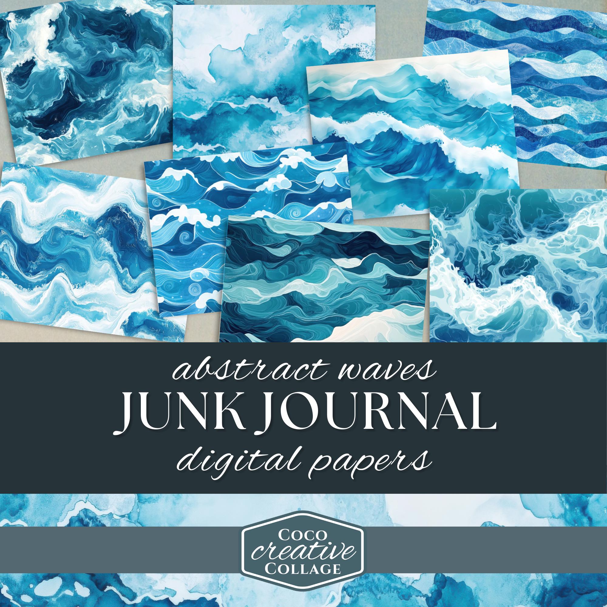 Abstract Waves Digital Papers, 10 Ocean Scrapbook Patterns for Junk ...