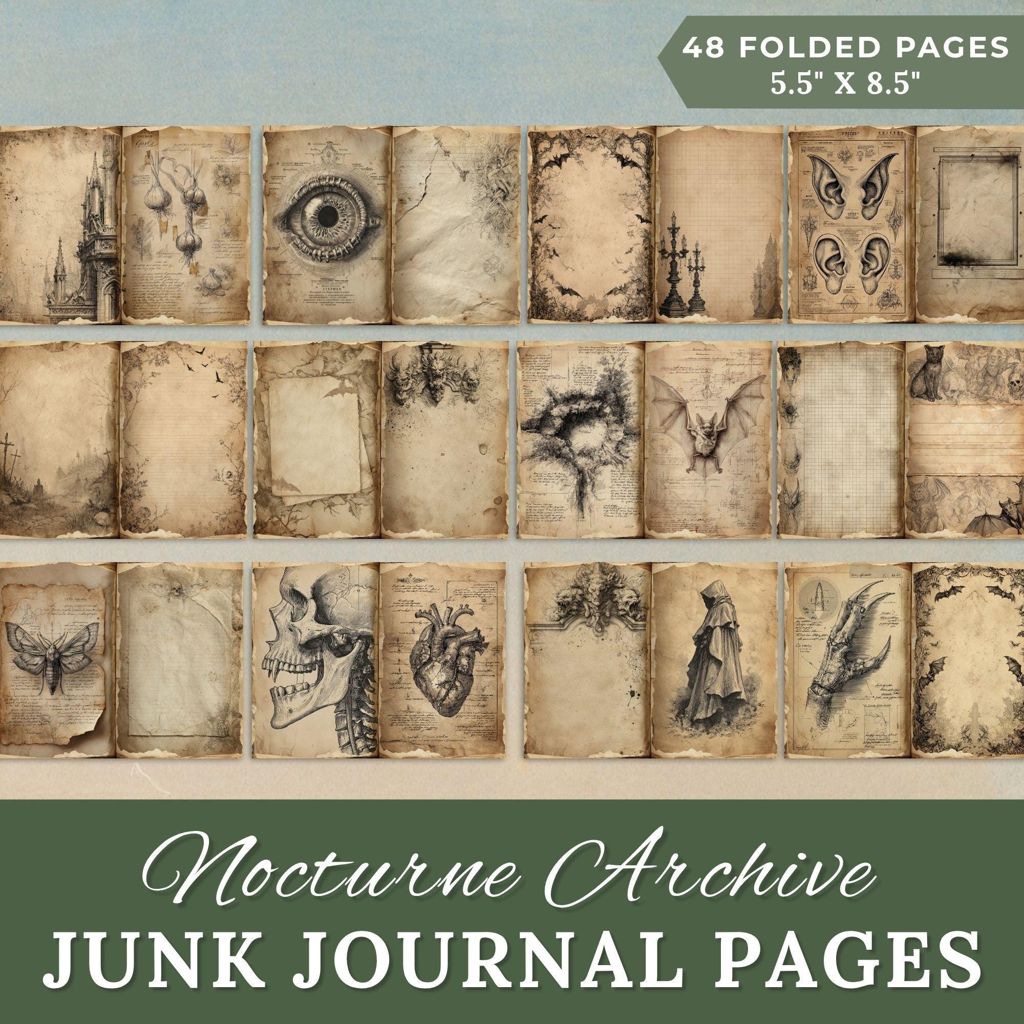 Printable Junk Journal Vampire Papers, Magical Gothic Antique Page ...