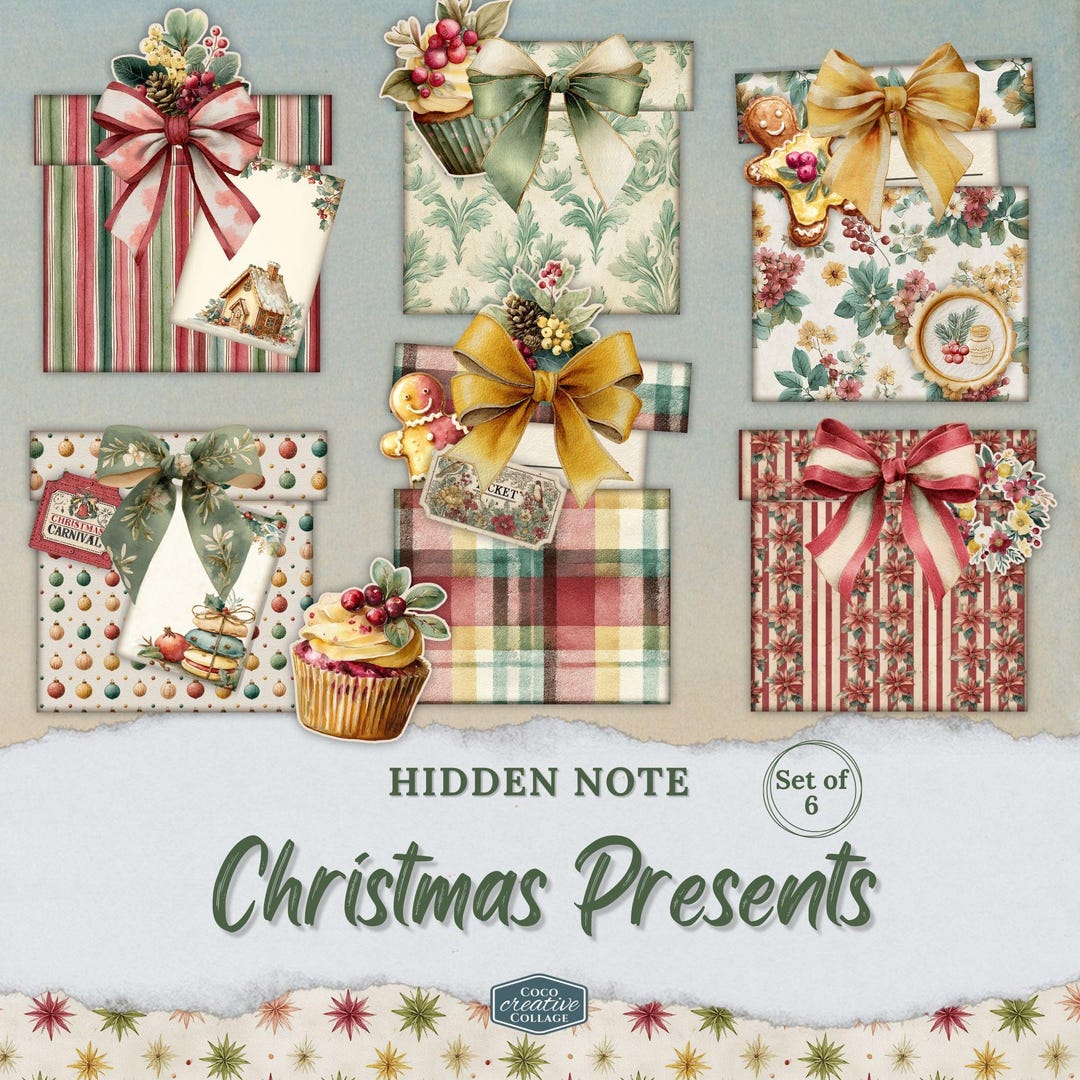Junk Journal Hidden Note Printable Christmas Presents - Digital ...