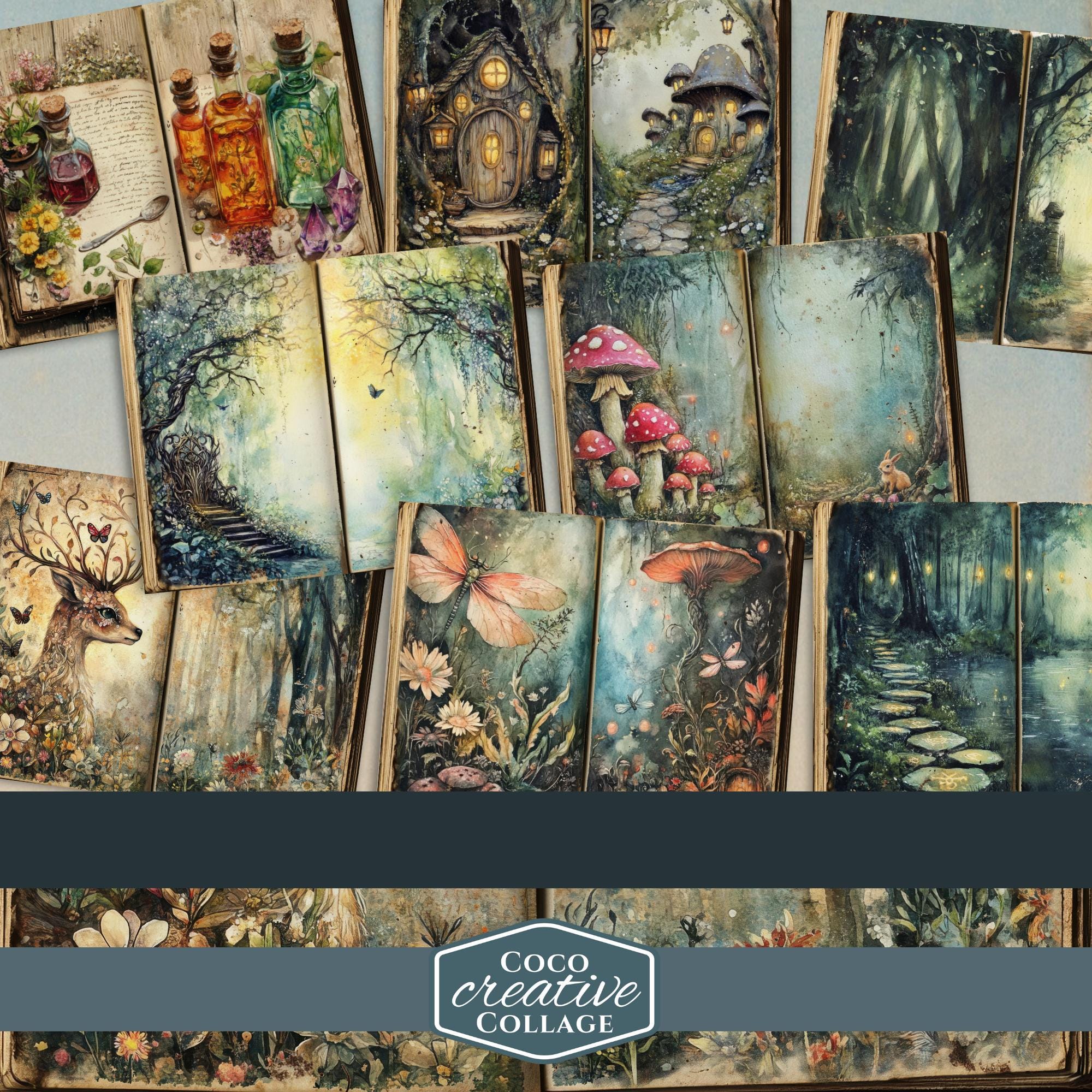 Magical Fairycore Junk Journal Pages Kit, 8 Mystical Faerie Digital ...