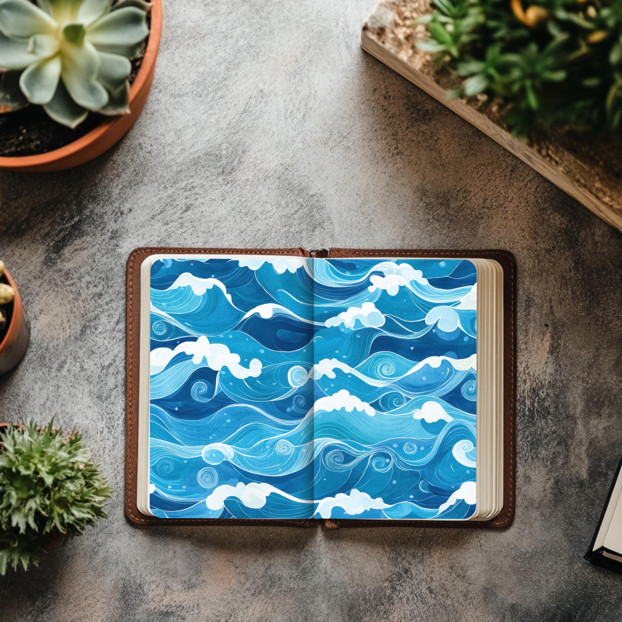 Abstract Waves Digital Papers, 10 Ocean Scrapbook Patterns for Junk ...