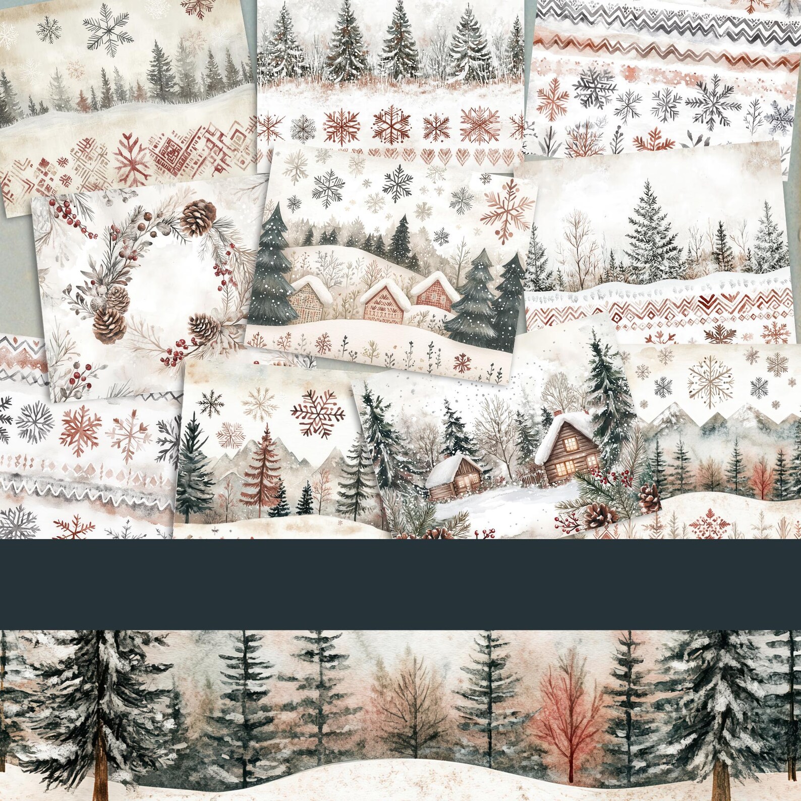 Rustic Scandinavian Winter Digital Junk Journal Kit - Hygge Christmas ...
