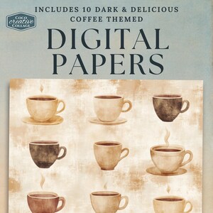 Coffee Themed Digital Papers, 10 Coffee Dreams Junk Journal Pages ...