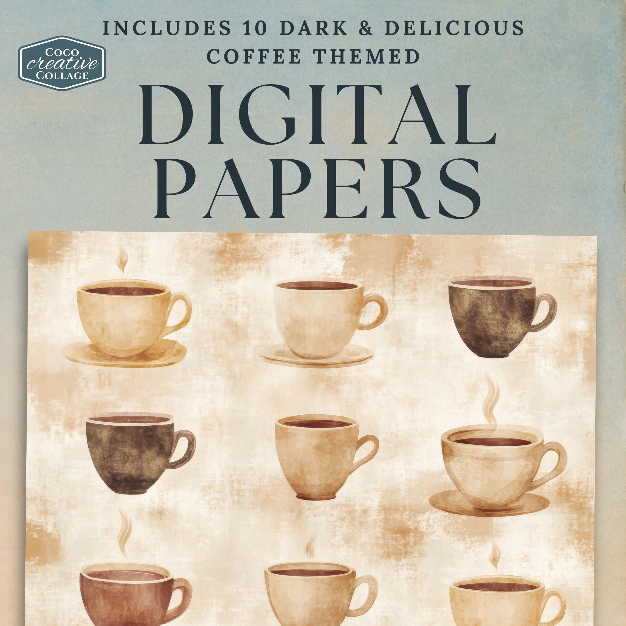 Coffee Themed Digital Papers, 10 Coffee Dreams Junk Journal Pages ...