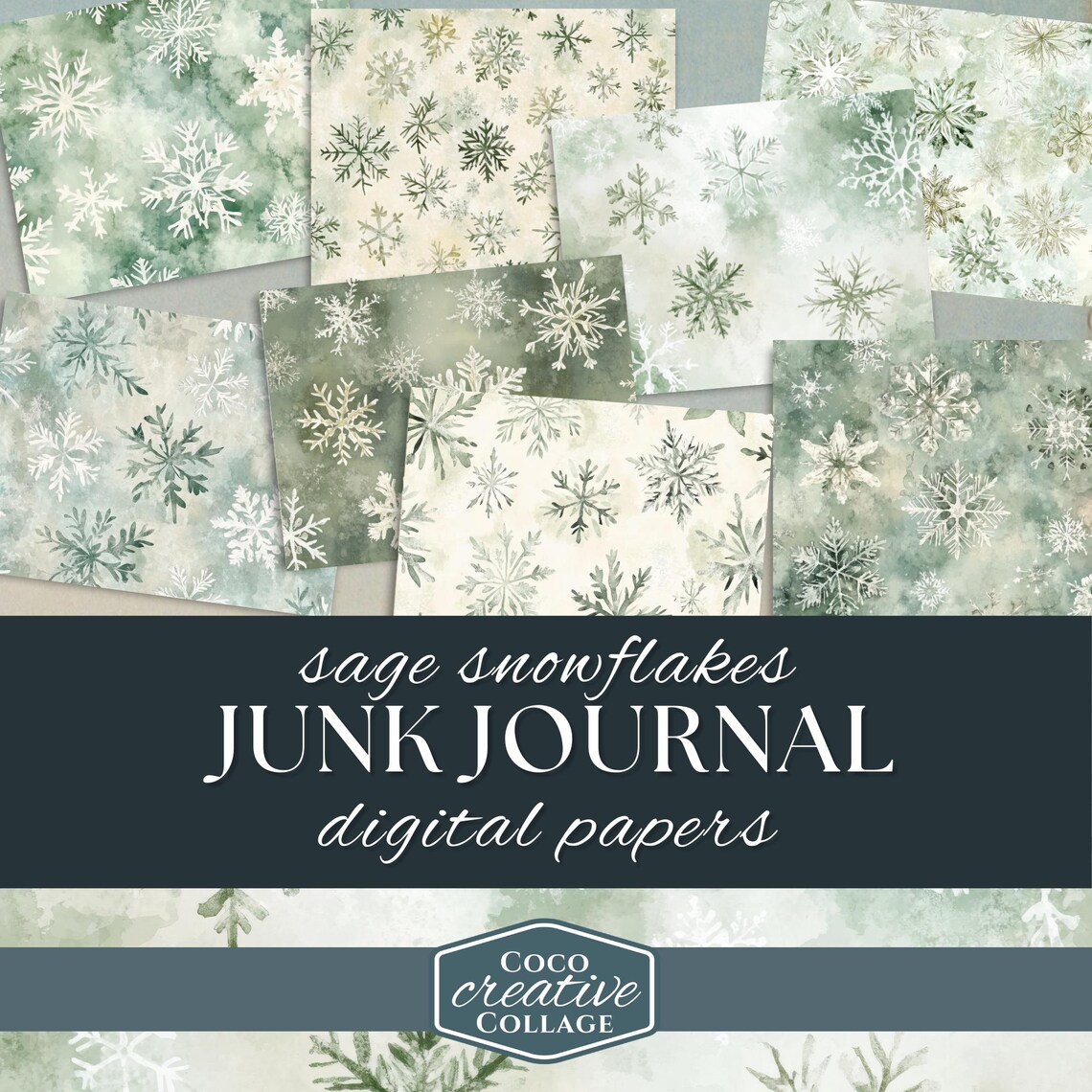 Winter Themed Snowflake Digital Paper Kit for Scrapbook and Creative ...