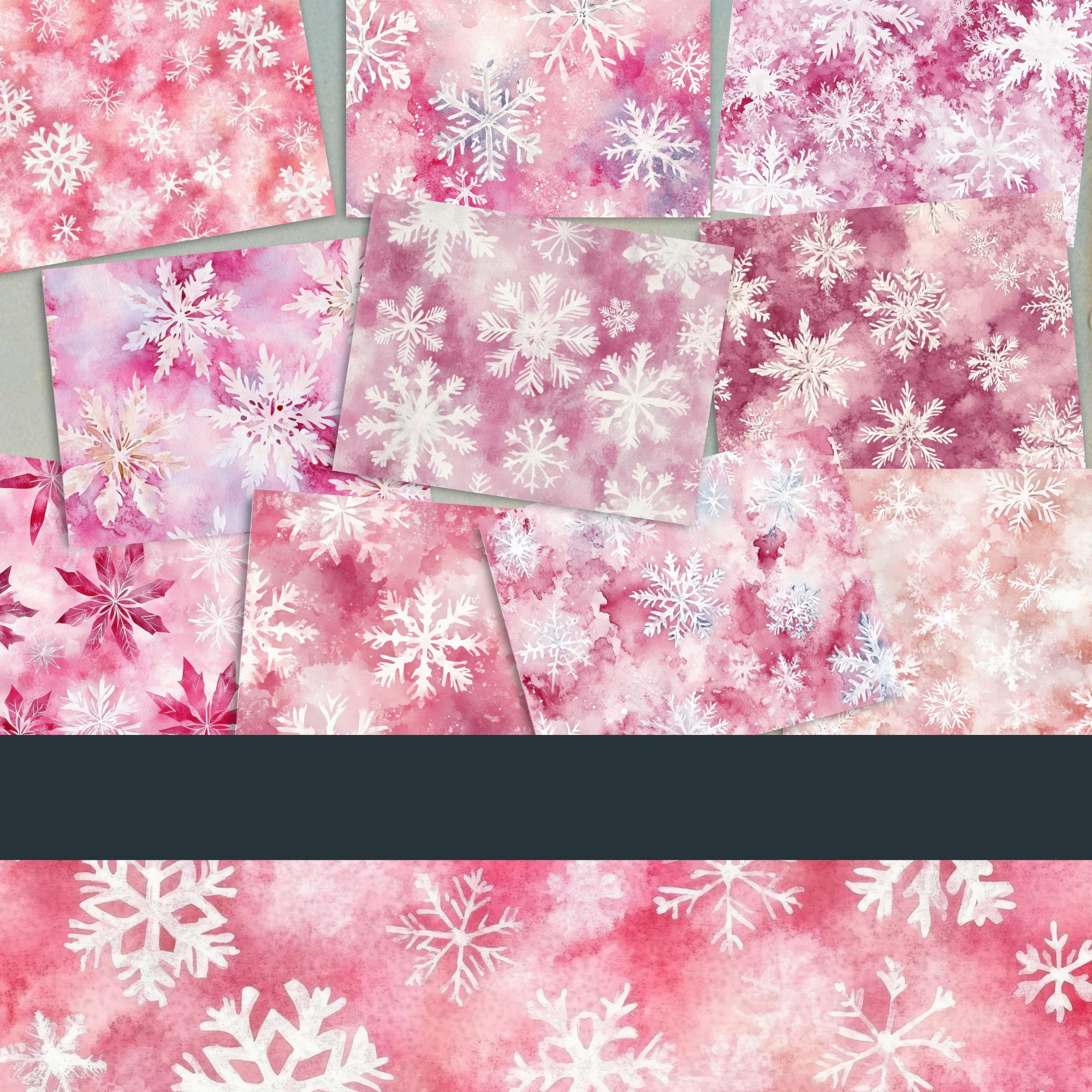 Pink Snowflake Digital Paper Junk Journal Kit, 10 Winter Collage Pages ...