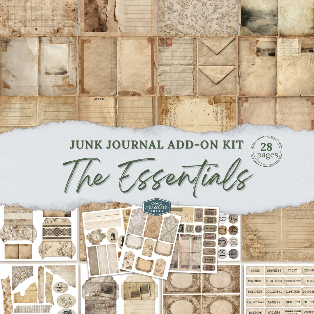 The Essentials Journal Pages Add-on Kit — Layered Neutral Vintage ...