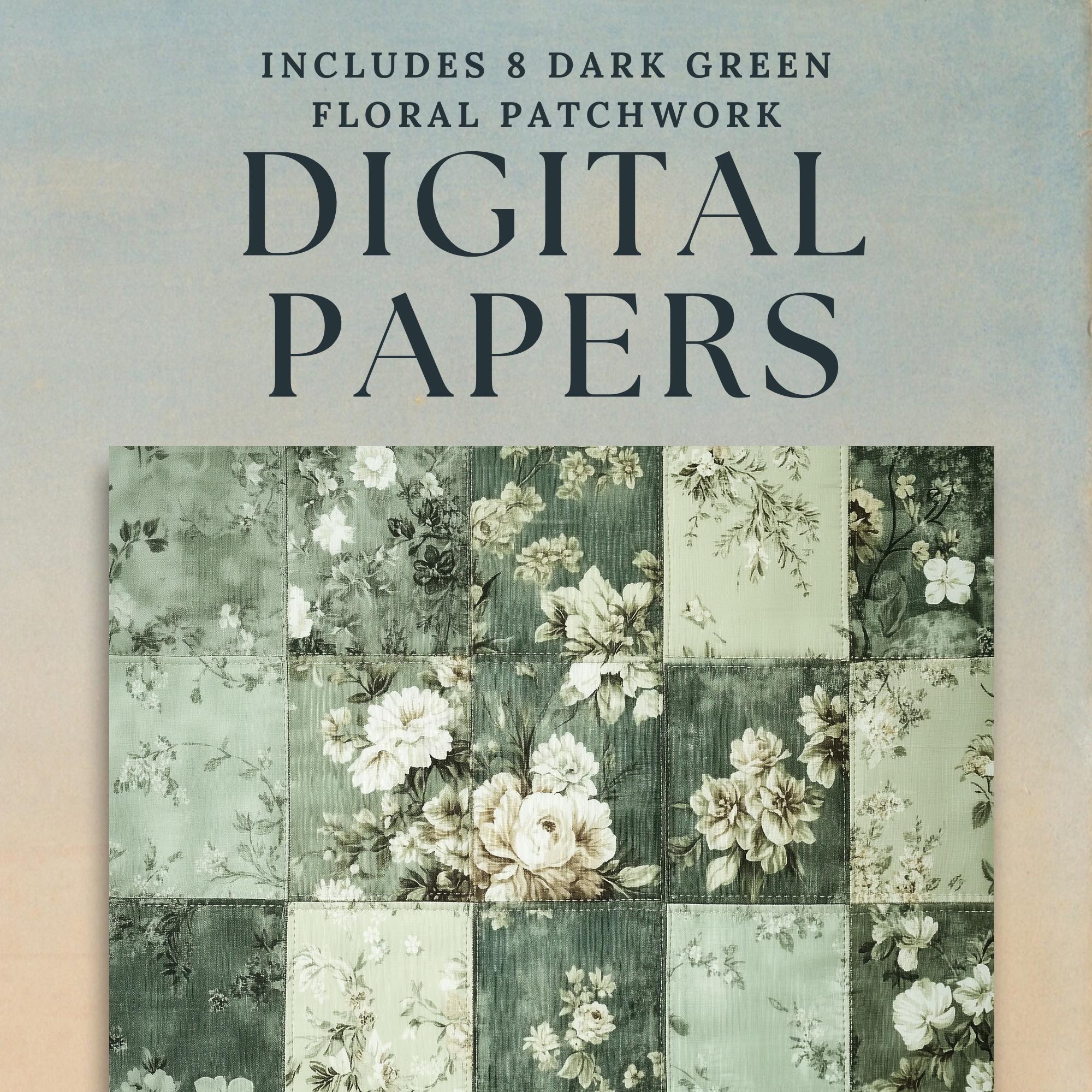 Dark Green Patchwork Junk Journal | Vintage Floral Patches | Paper ...