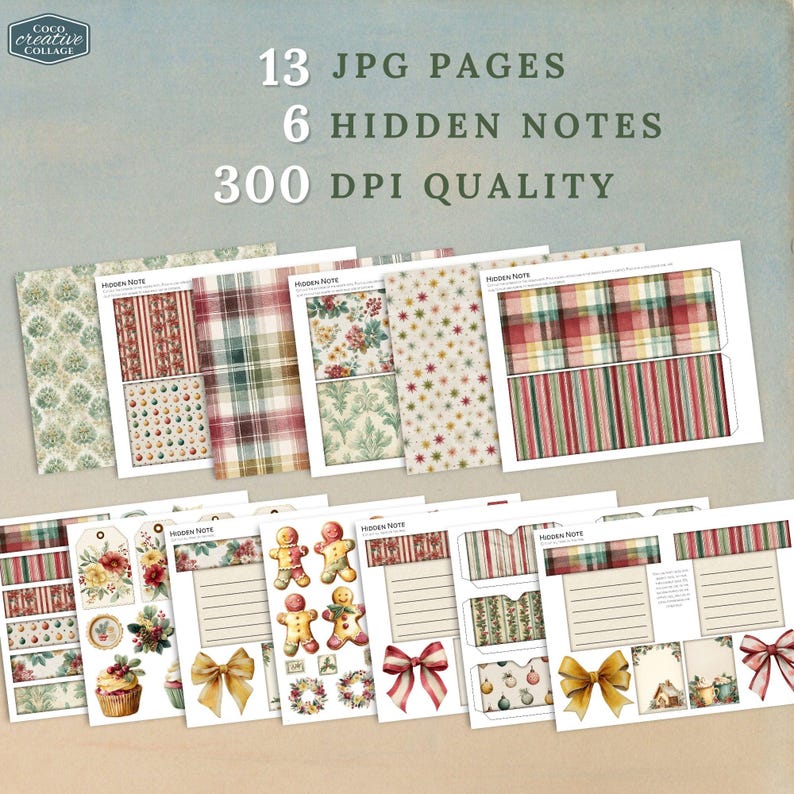Junk Journal Hidden Note Printable Christmas Presents - Digital ...