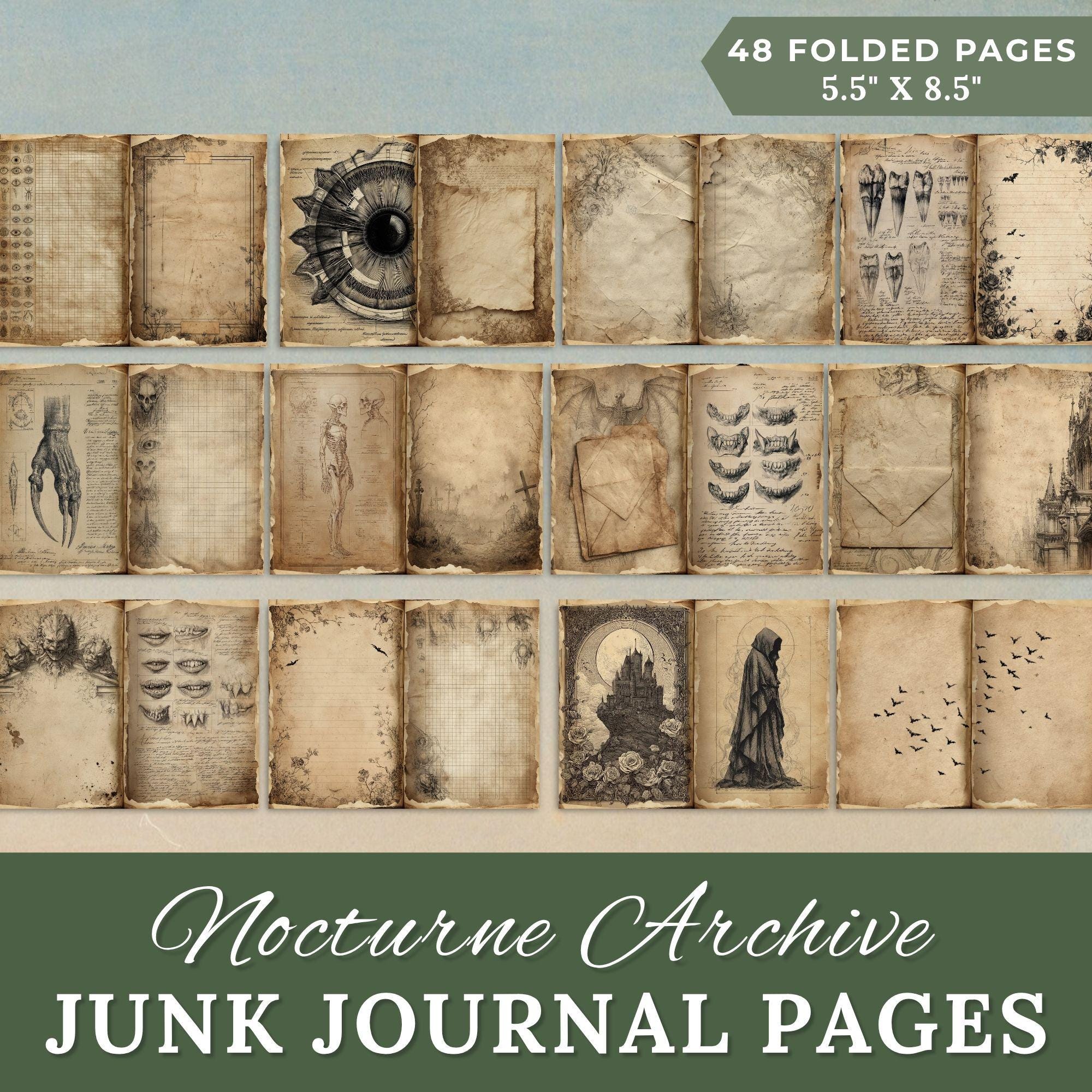 Printable Junk Journal Vampire Papers, Magical Gothic Antique Page ...