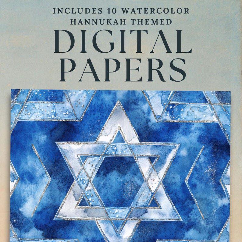 Hanukkah Holidays Digital Paper Kit, 10 Abstract Judaica Junk Journal ...
