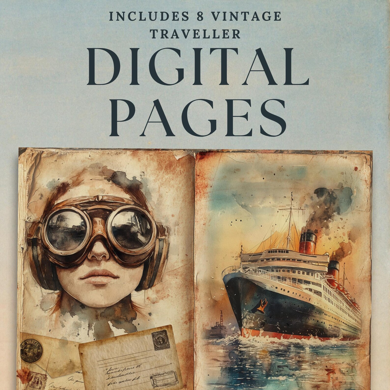 Junk Journal Passport Printable, 10 Travel Explorers Pages Kit, Vintage ...