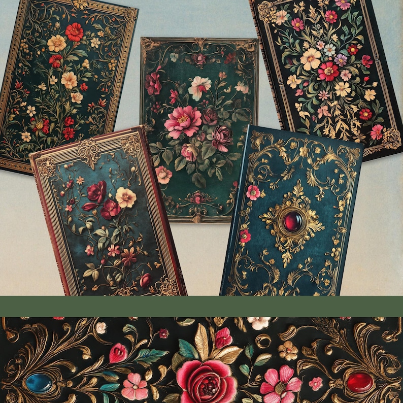 Embossed Floral Covers for Junk Journals, 10 Victorian Journal Toppers ...