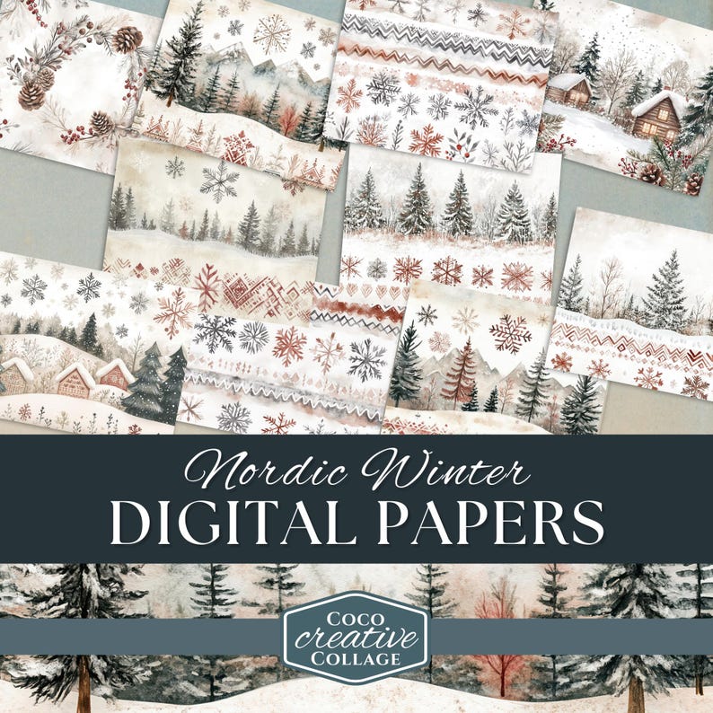 Rustic Scandinavian Winter Digital Junk Journal Kit - Hygge Christmas ...