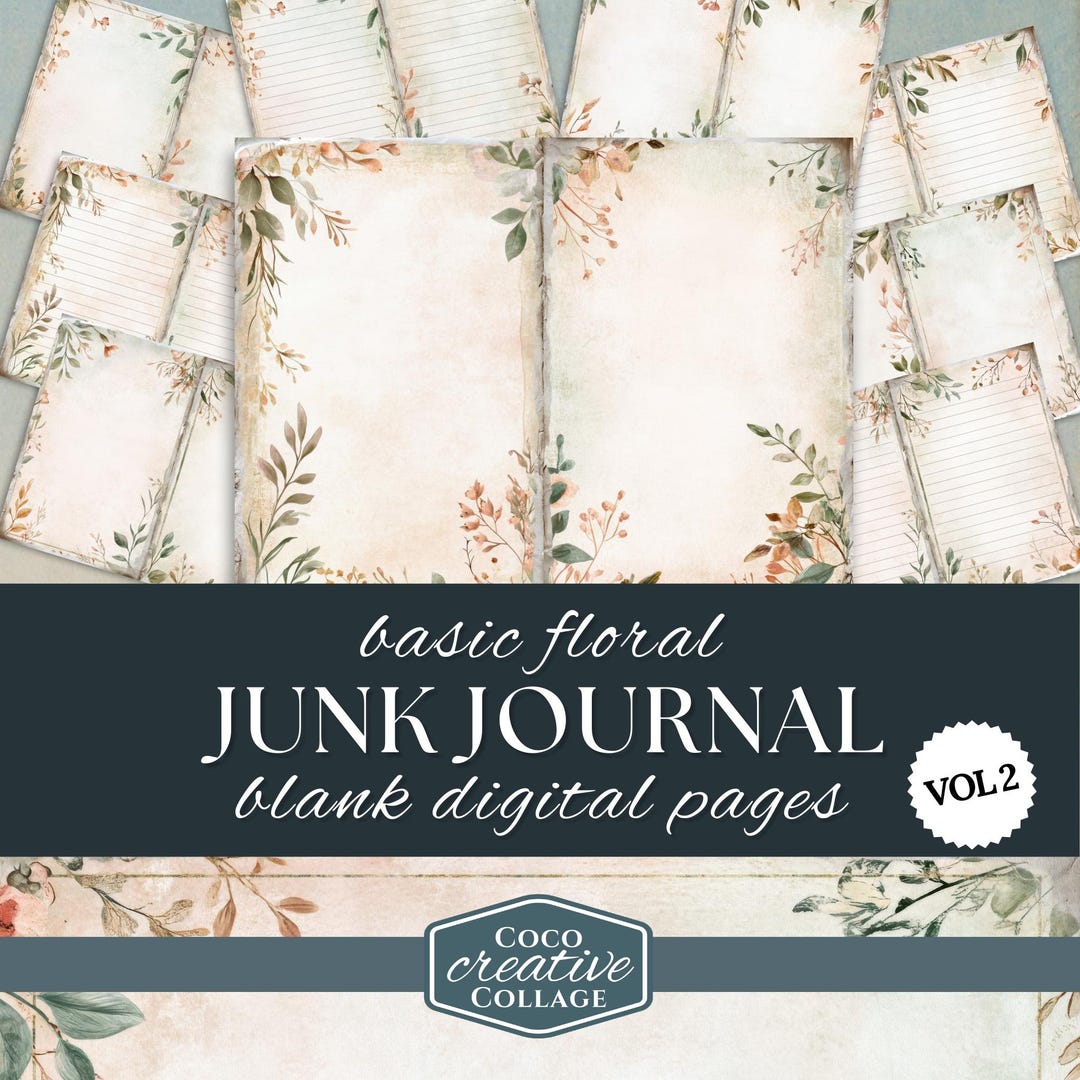 Minimalist Junk Journal Pages With Autumn Floral Watercolors for ...